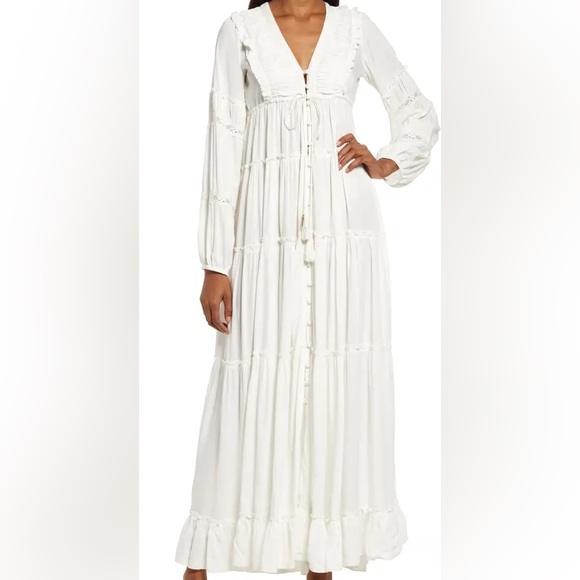 AREA | Dresses | Area Stars Ali Tassel Tie Long Sleeve Maxi Dress ...